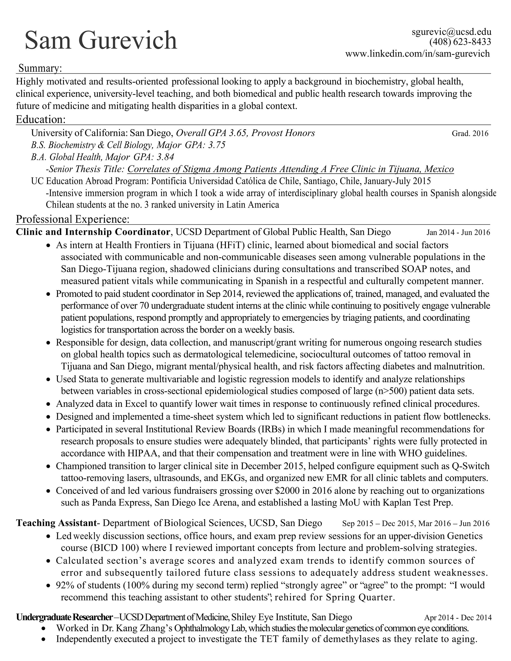 Sam Gurevich Resume | PDF