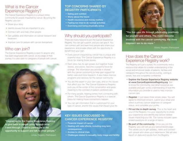 Cancer Experience Registry Trifold Brochure | PDF | Cancer | Diseases and Conditions