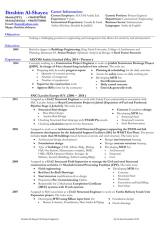 Ibrahim S. Al-Shayea CV (Project Engineer) | PDF