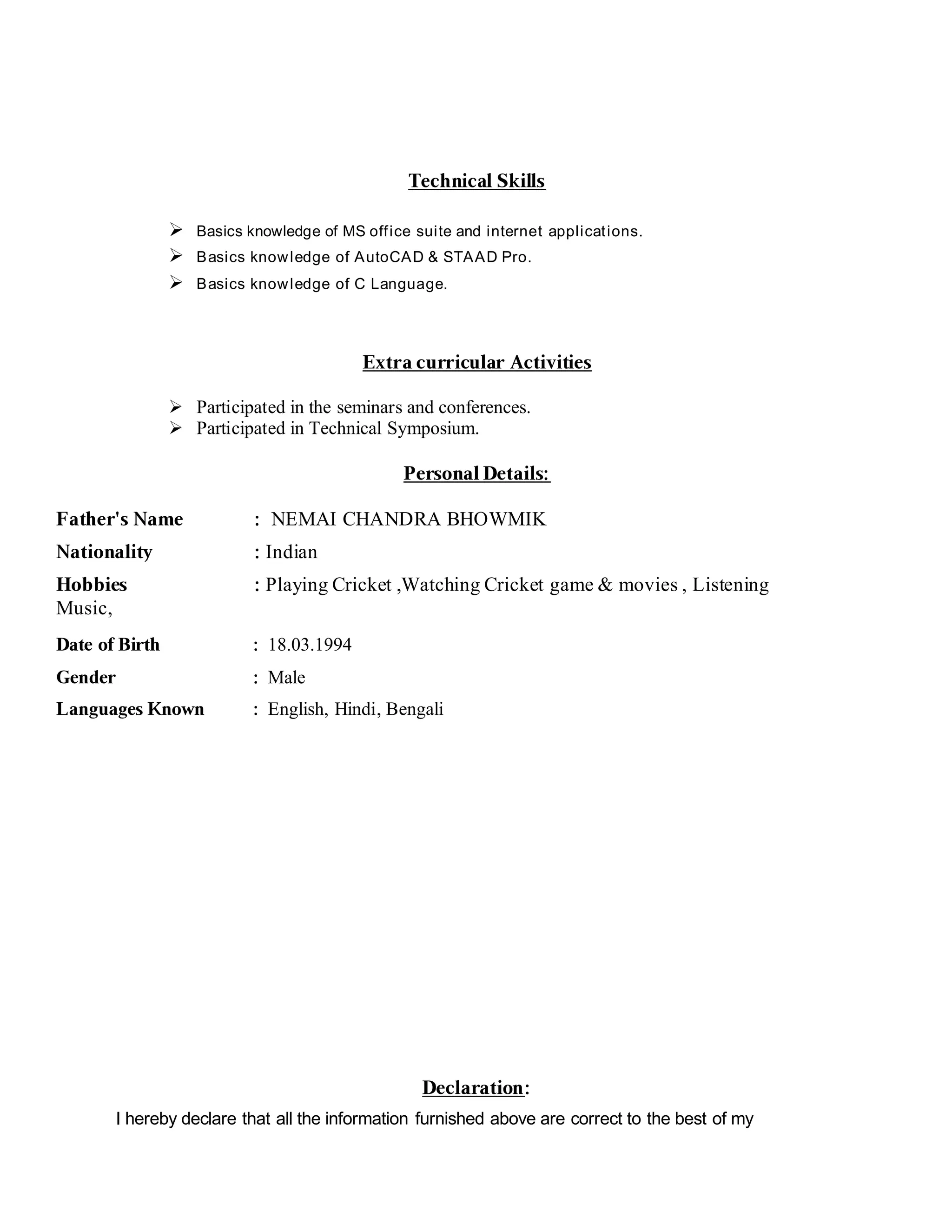 CV - Format (1).doc koushik | PDF