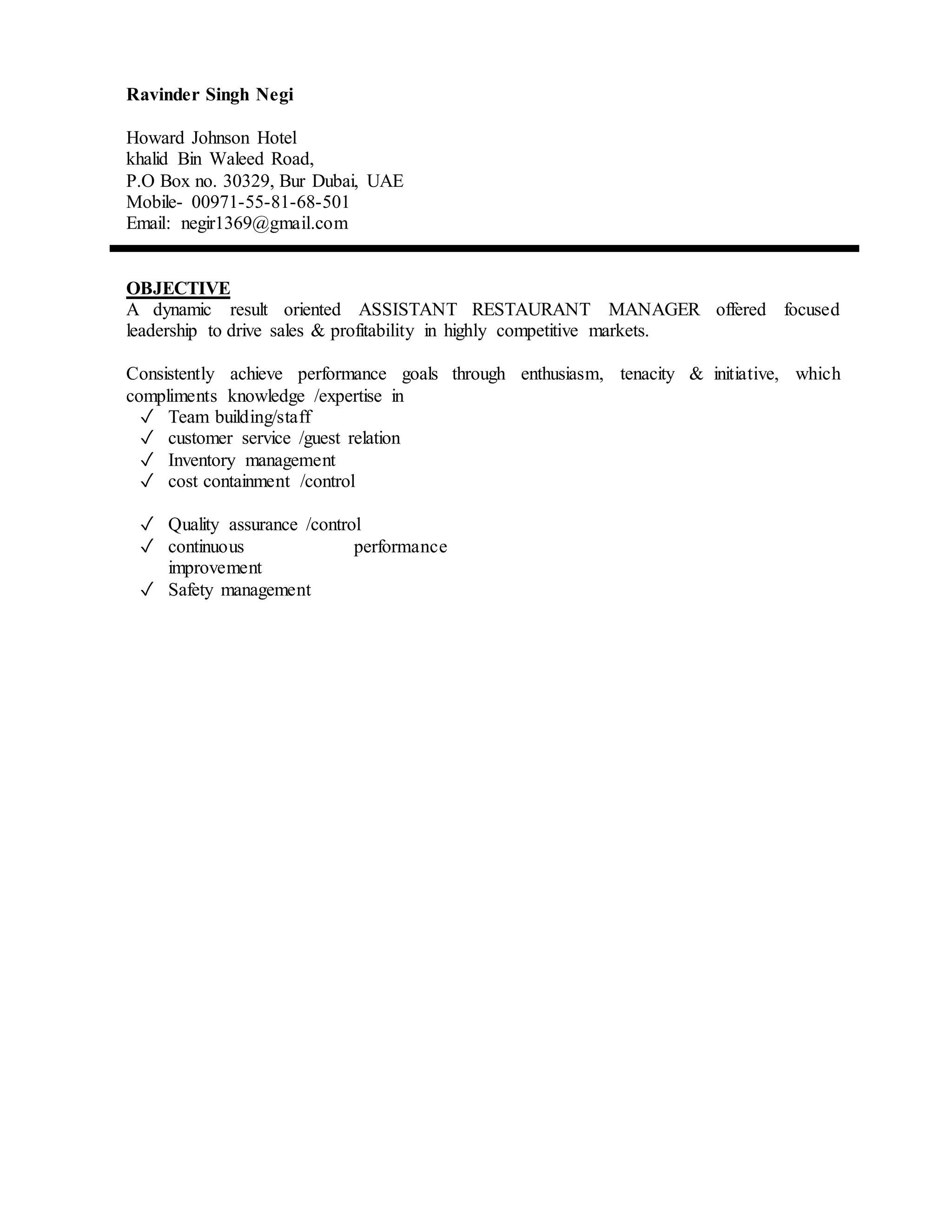 Ravinder New CV | PDF