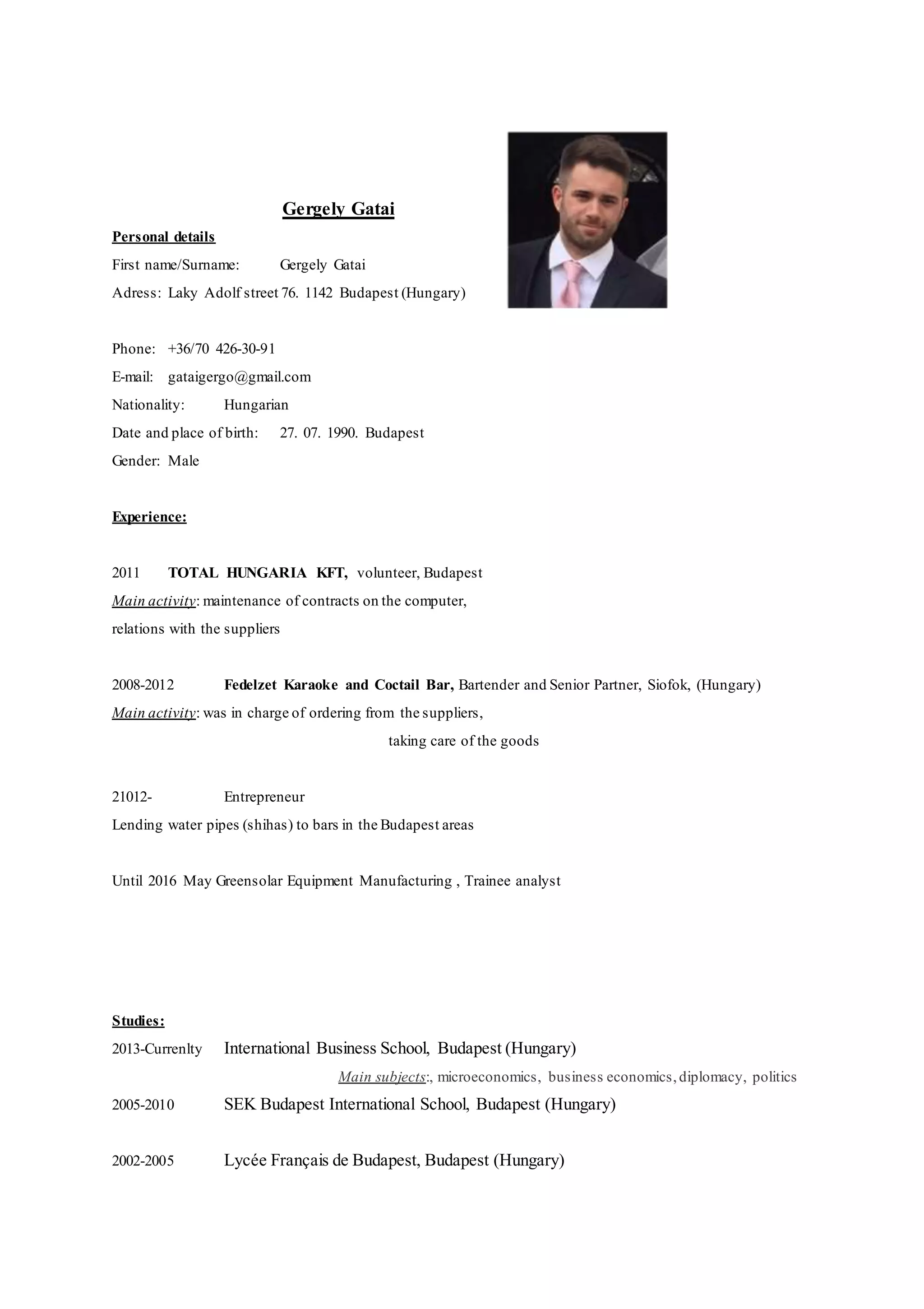 CV Gatai Gergo | DOCX