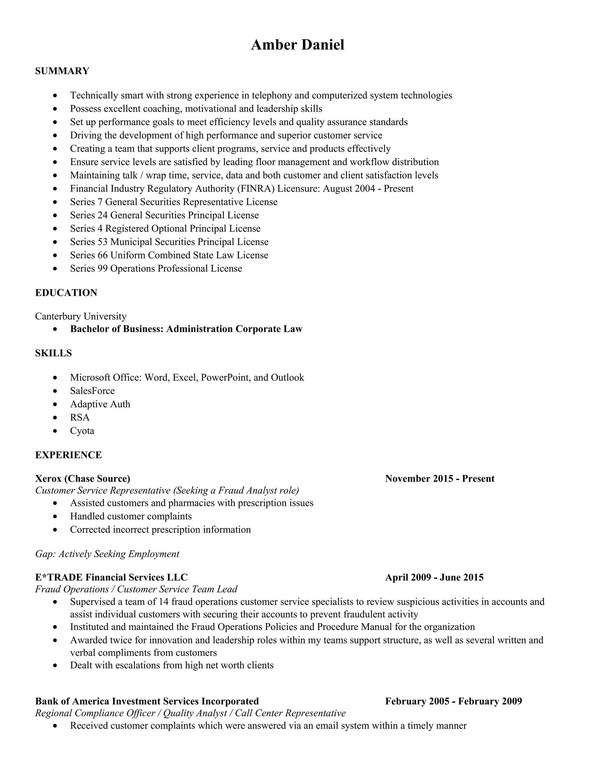 Daniel, Amber resume | DOC