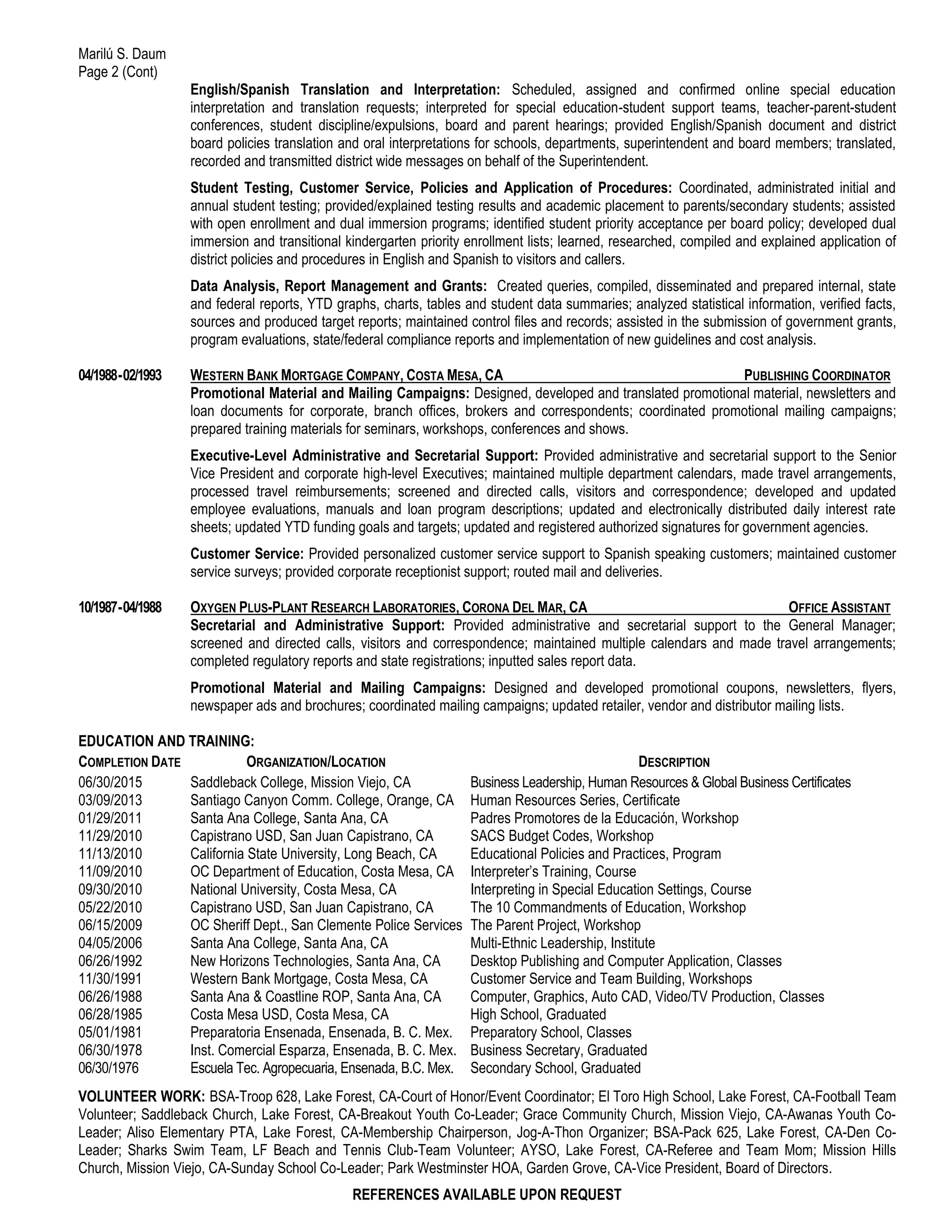 Marilu Daum-Resume-2 | PDF