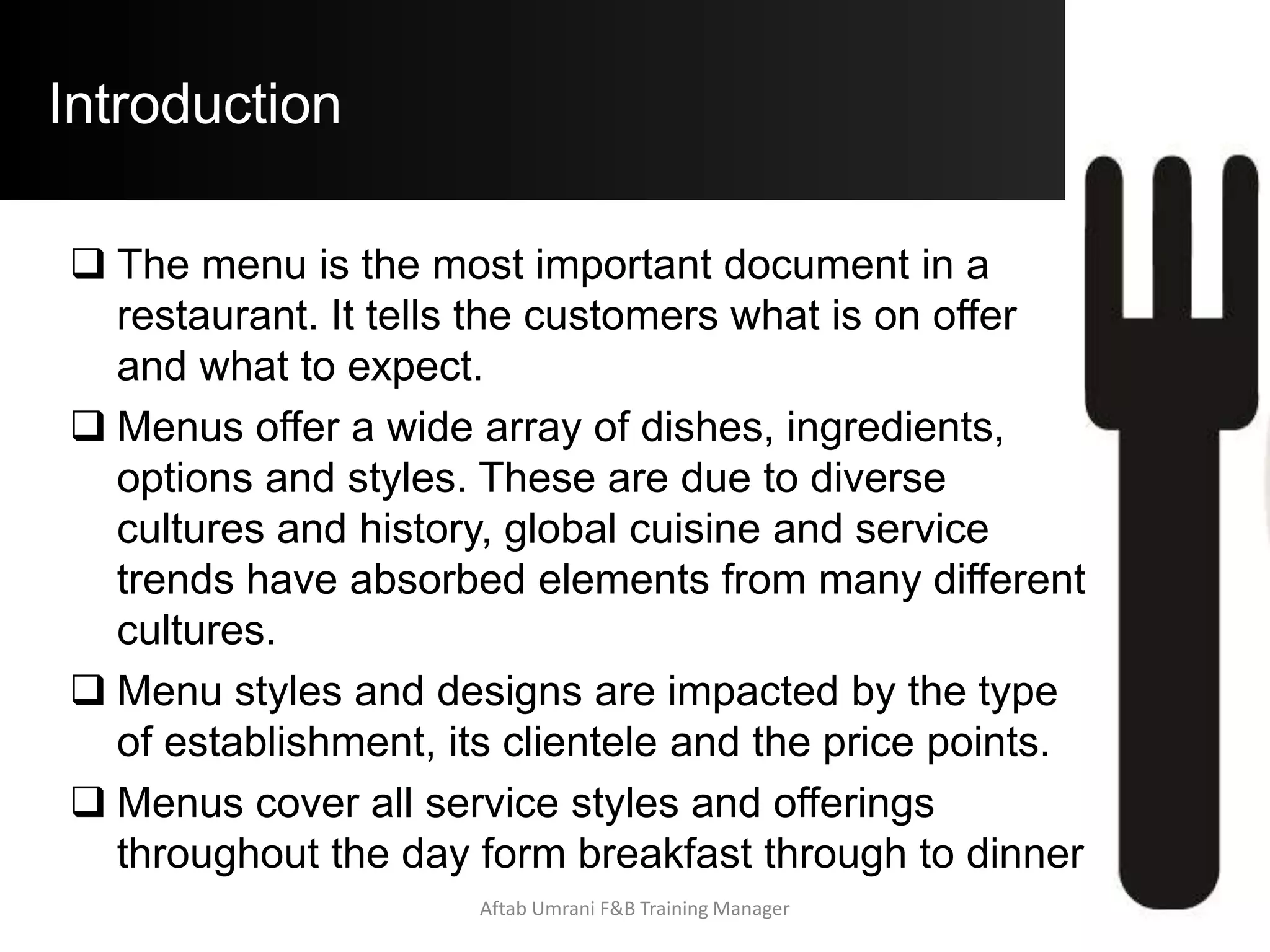 Restaurant Menu Mgt | PPTX