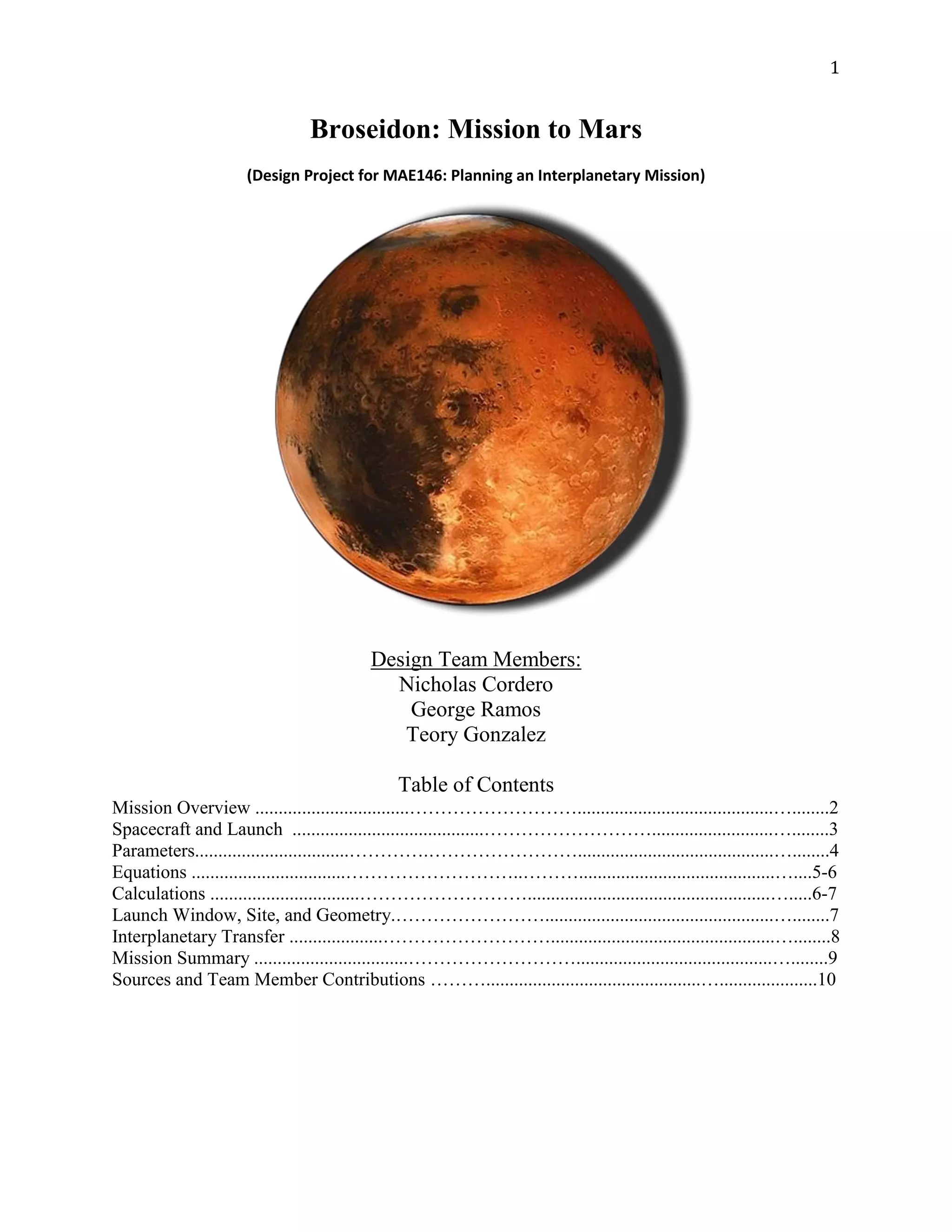 Interplanetary Mission Design | PDF