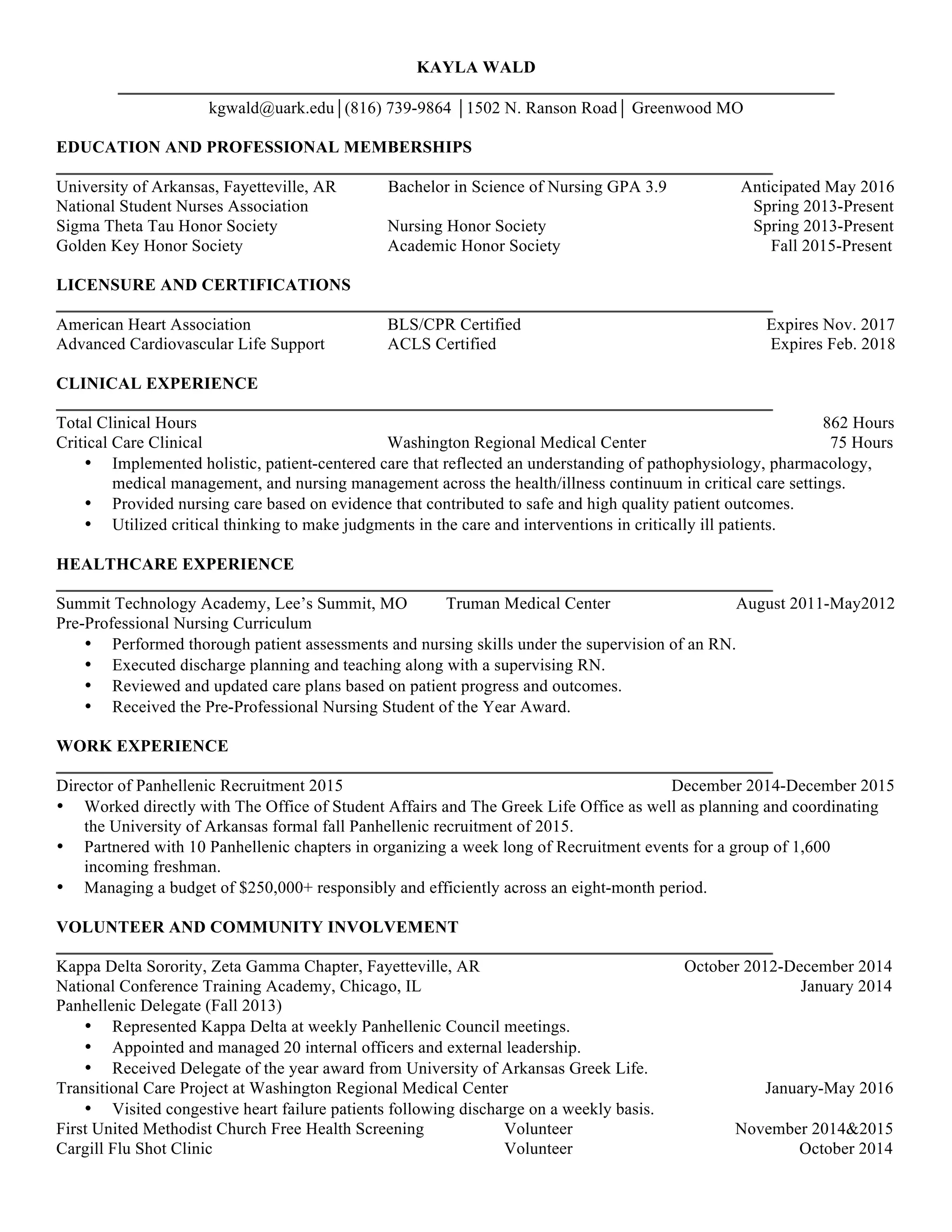 Kayla G. Wald Resume | PDF