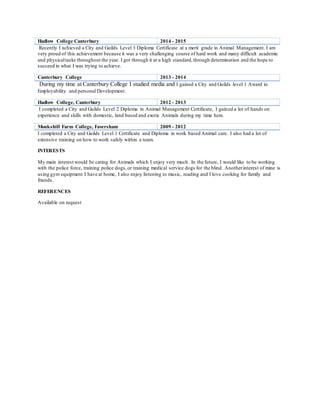 Alice Bradbury cv | PDF