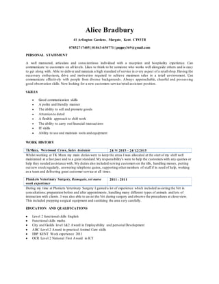 Alice Bradbury cv | PDF