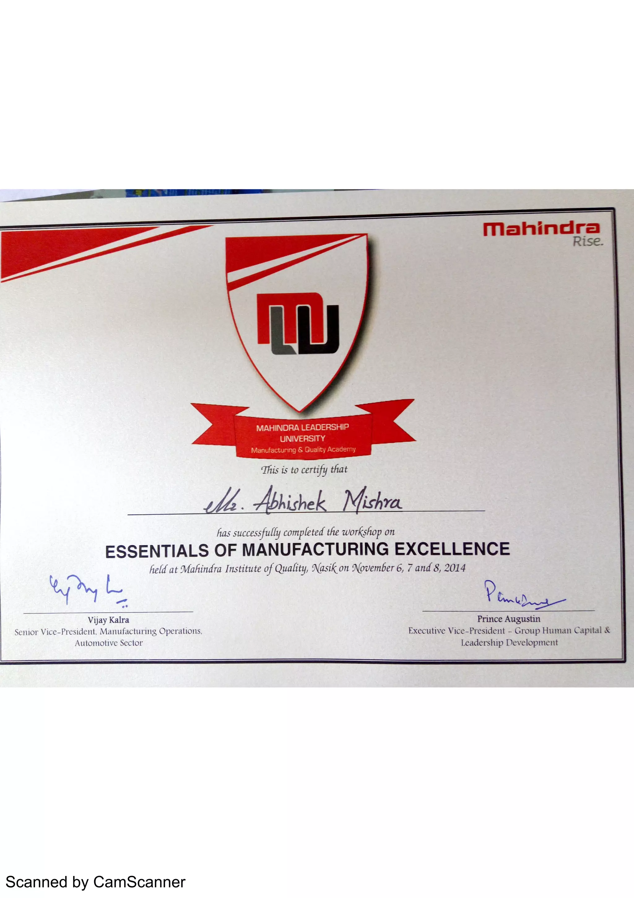 Manufacturing Excellence | PDF