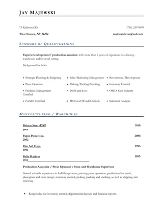 resumetemplate_manufacturing3x | DOC | Logistics | Business
