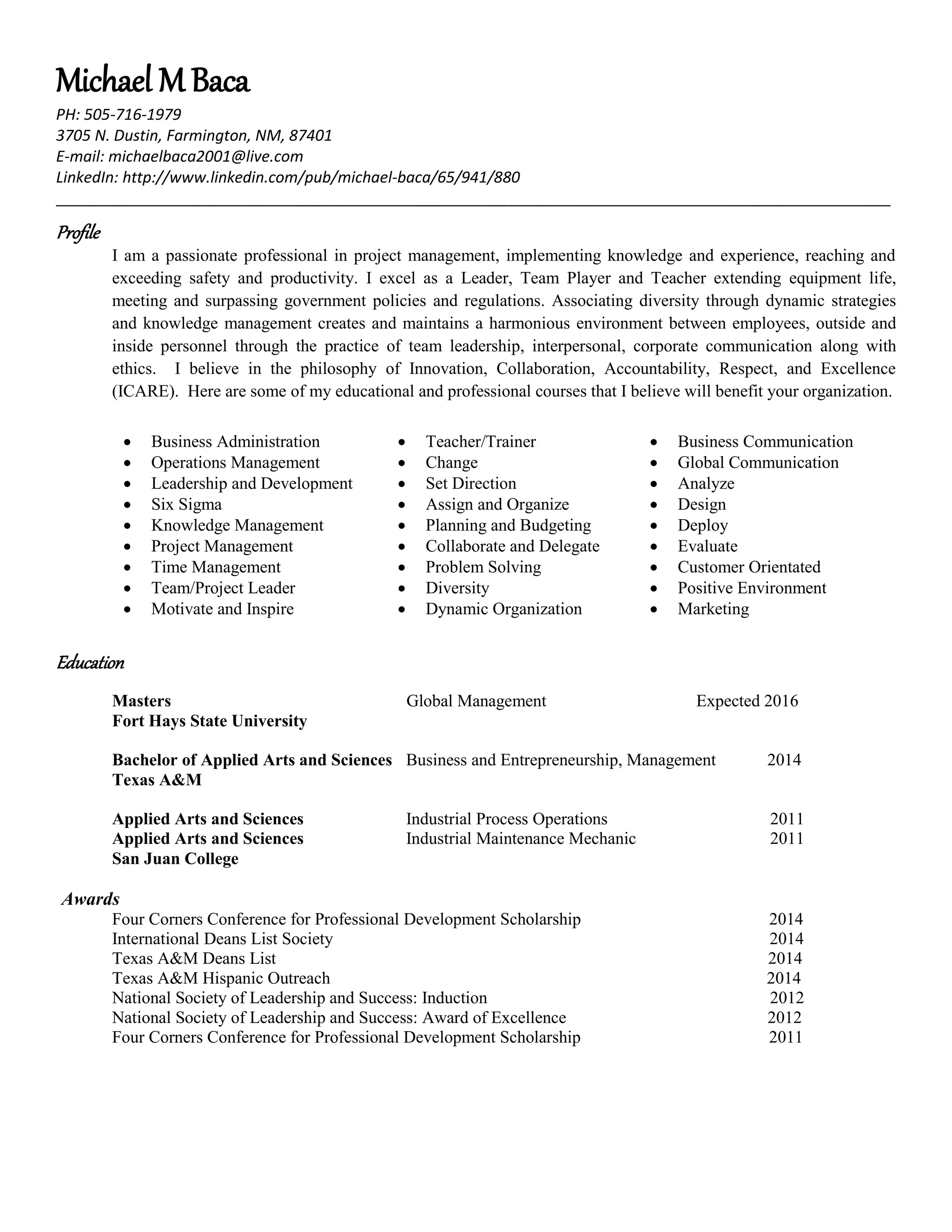 BAAS 1 15 Resume | PDF | Business Administration | Business