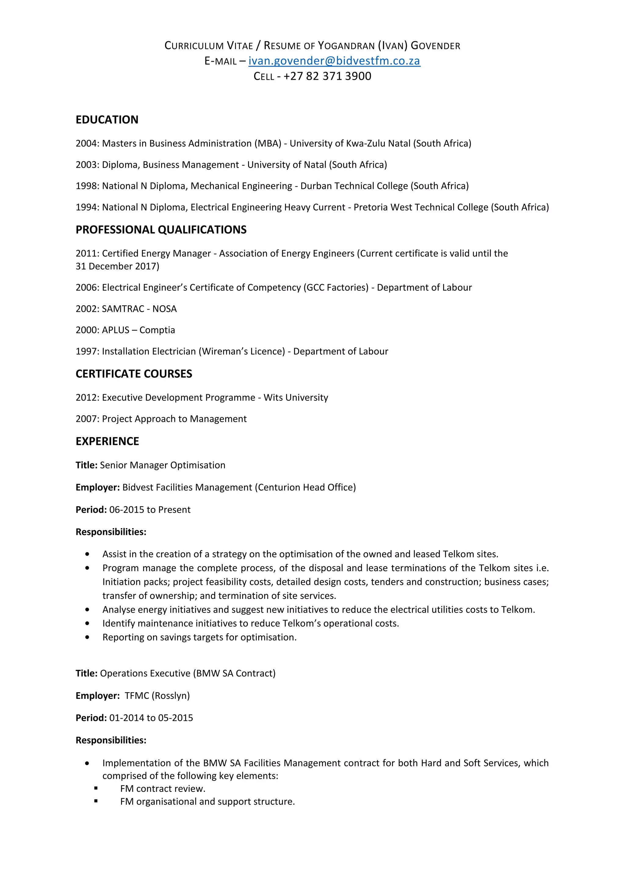 Detailed CV 11 Nov 15 | PDF