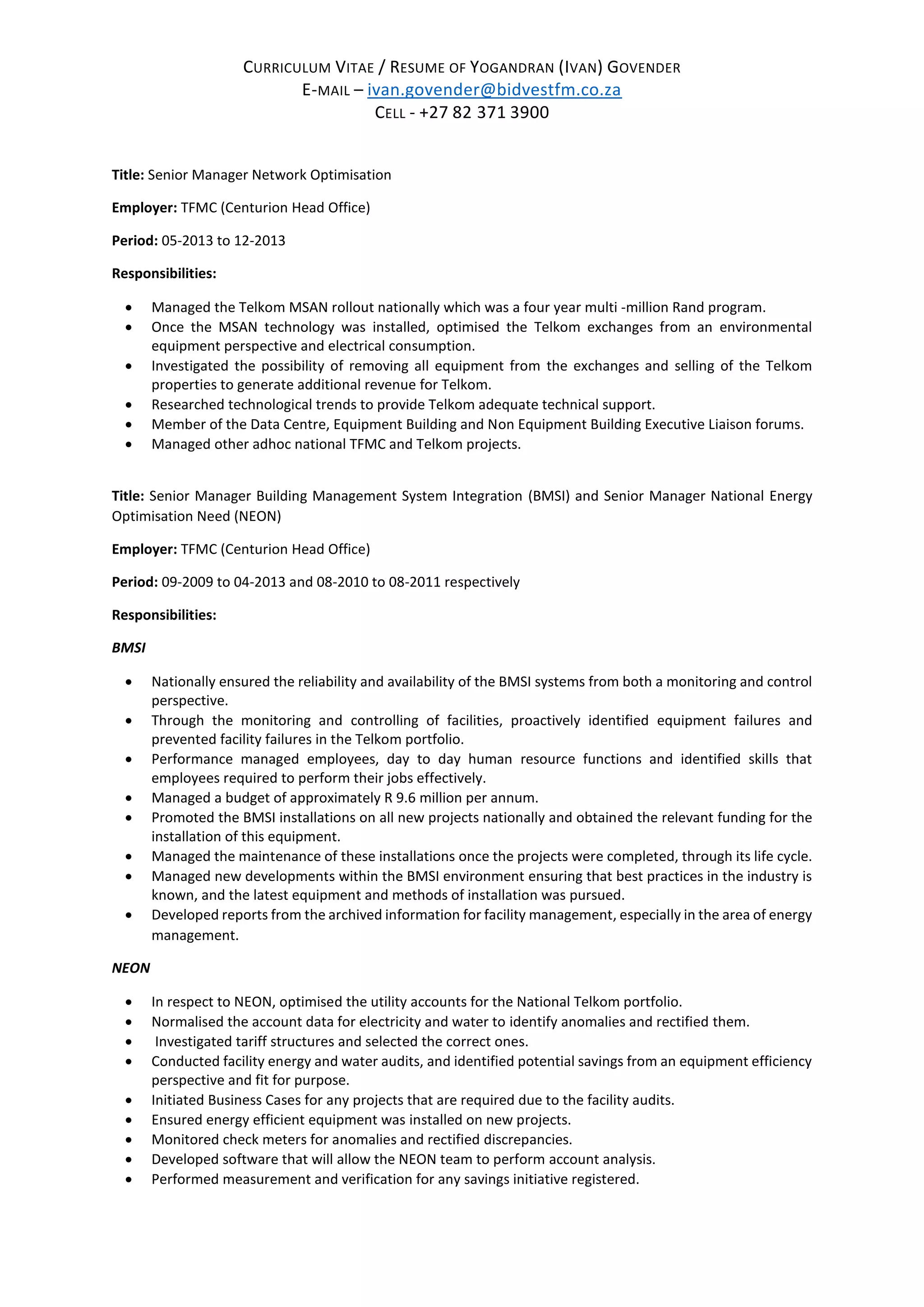 Detailed CV 11 Nov 15 | PDF