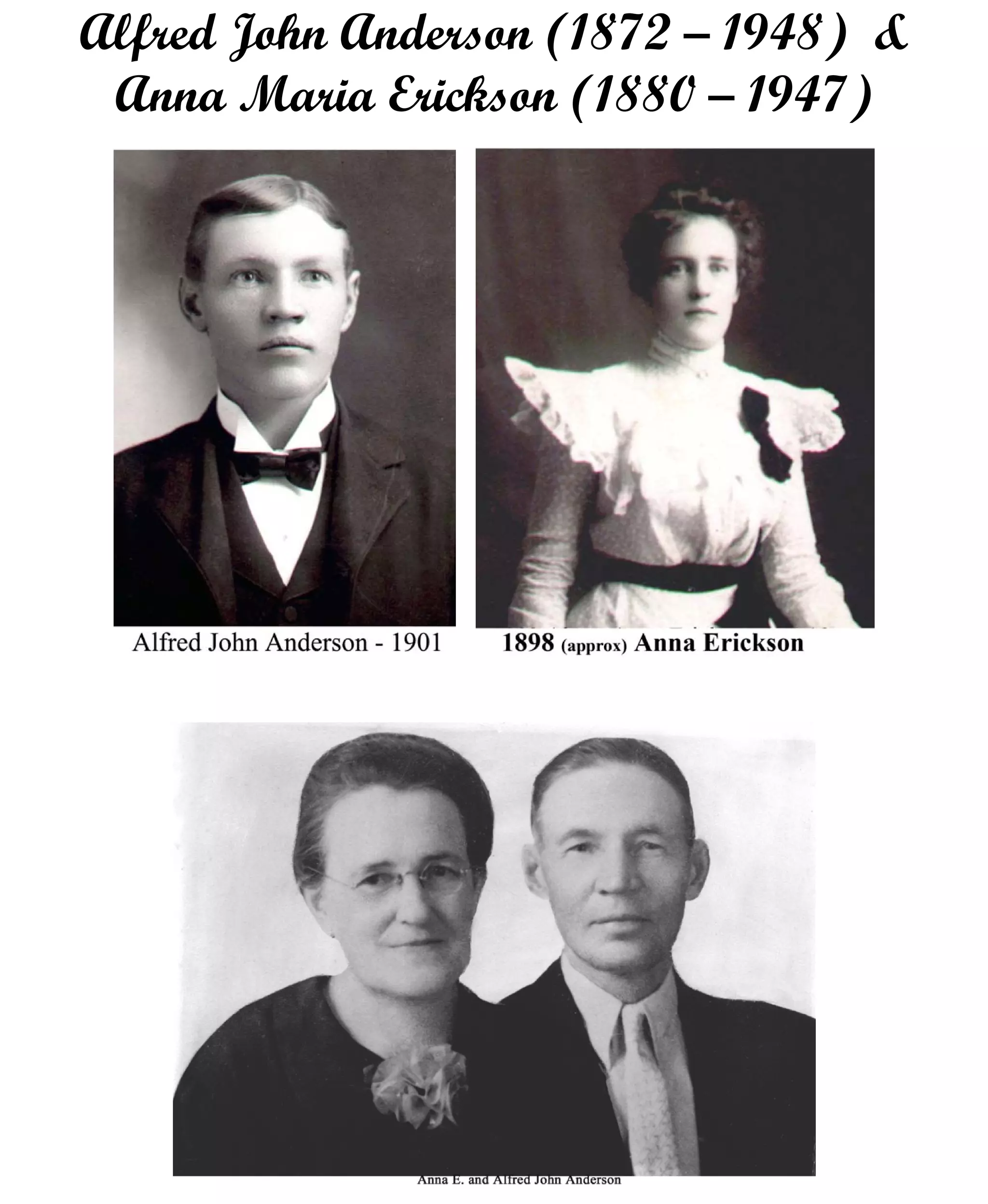 Alfred J Anderson & Anna Erickson Family Album | PDF