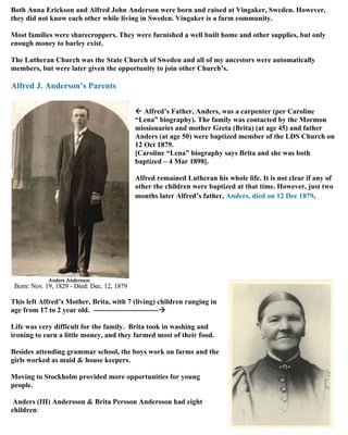 Alfred J Anderson & Anna Erickson Family Album | PDF