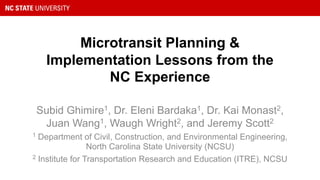 Microtransit Planning & Implementation Lessons from the North Carolina ...