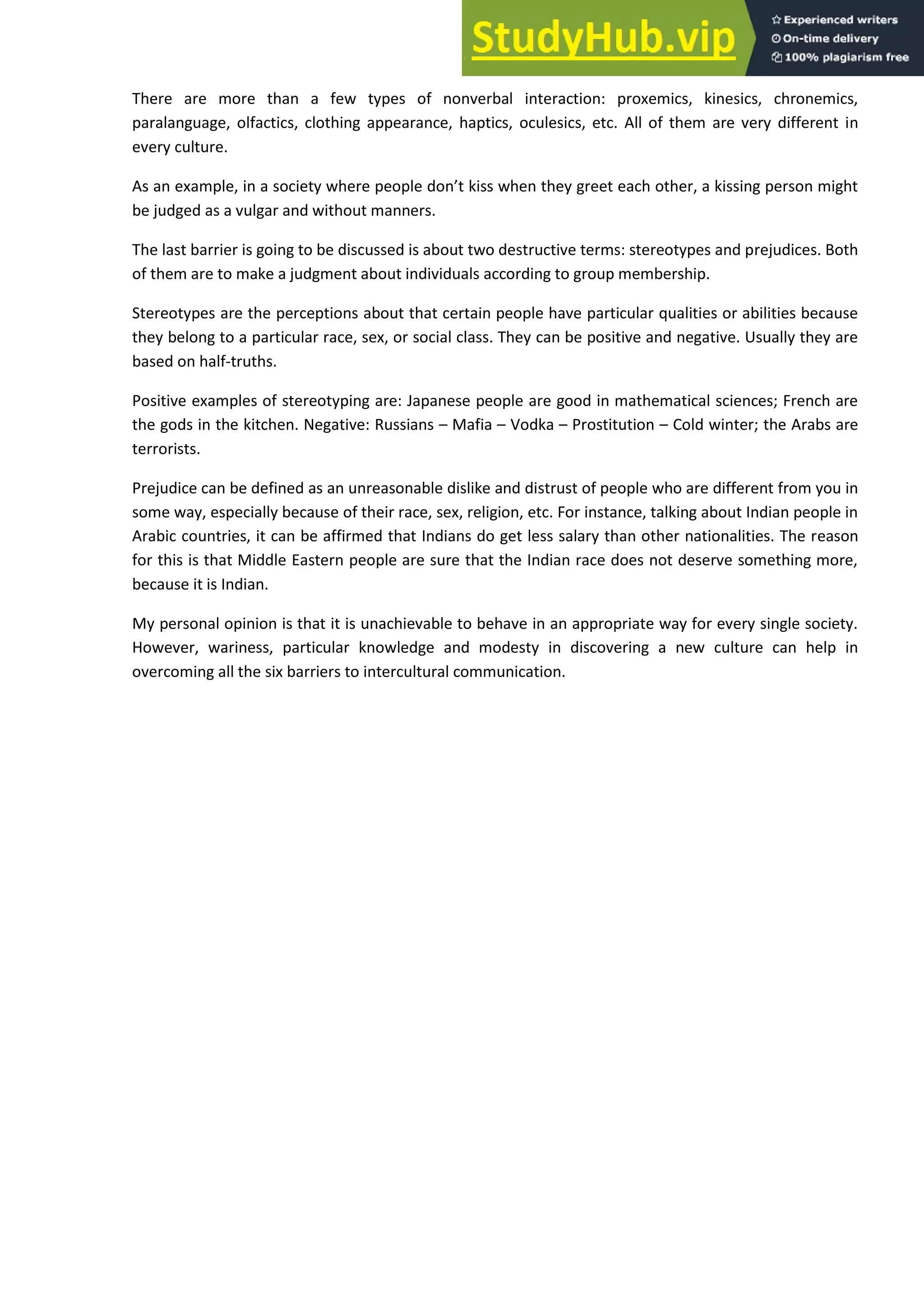 6 Barriers To Intercultural Communication Essay | PDF 6 Barriers To Intercultural Communication Essay | PDF
