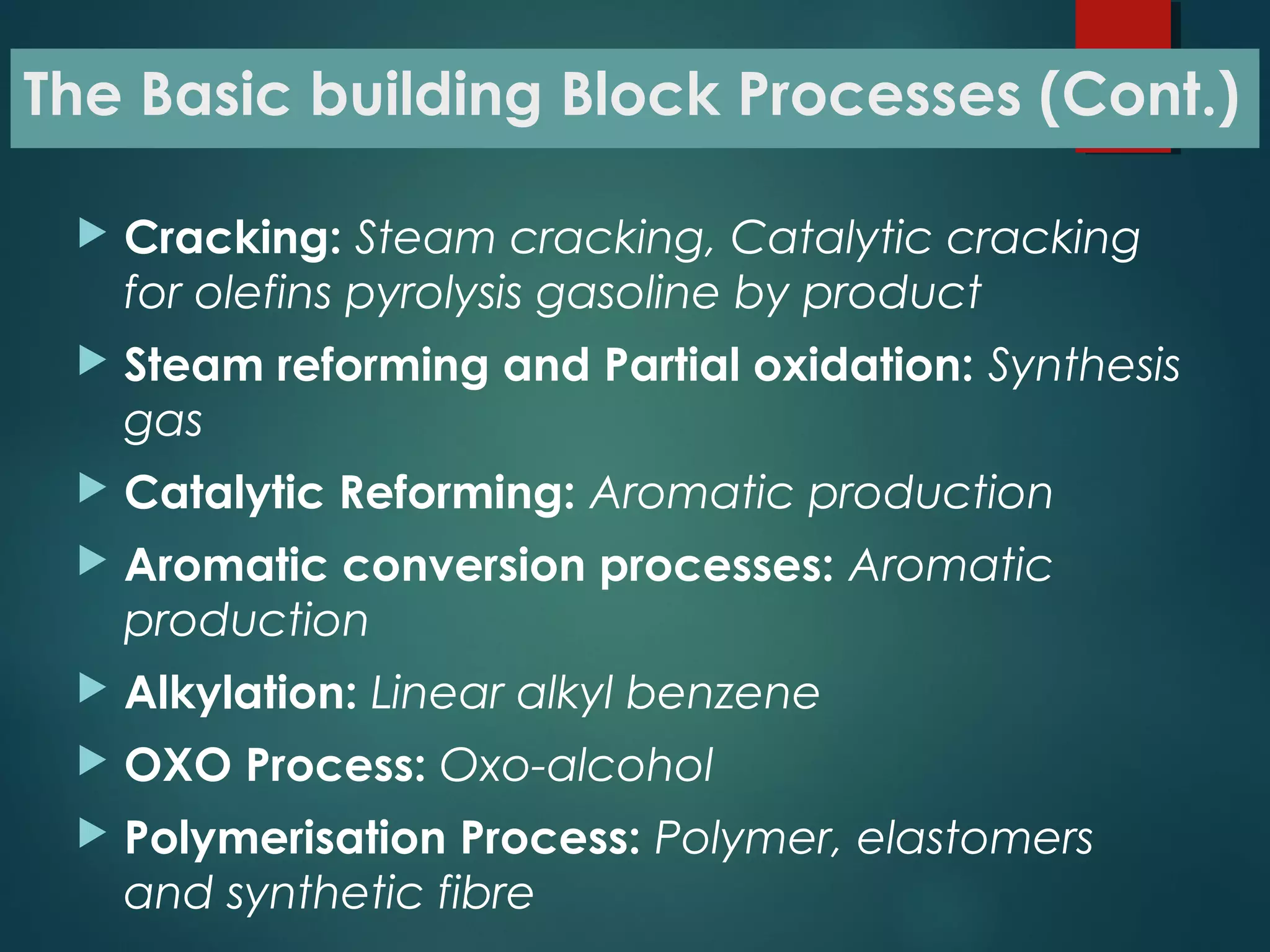 basic building block processes in petrochemical technology | PPT ...