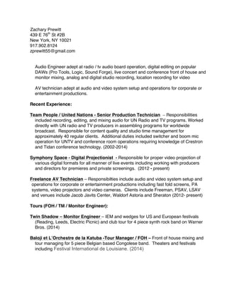 Zach Prewitt 2015 resume | PDF