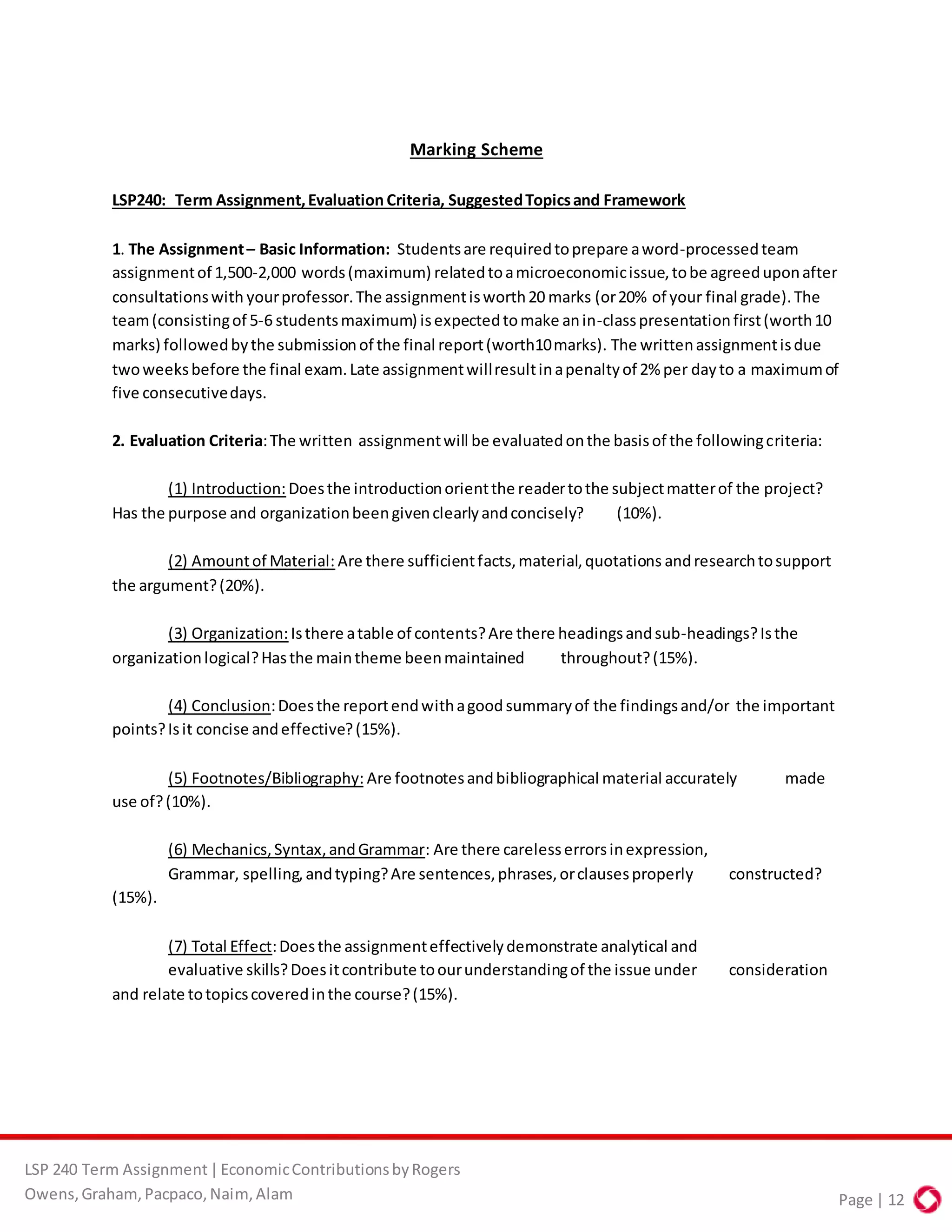 Economic Contributions by Rogers | PDF