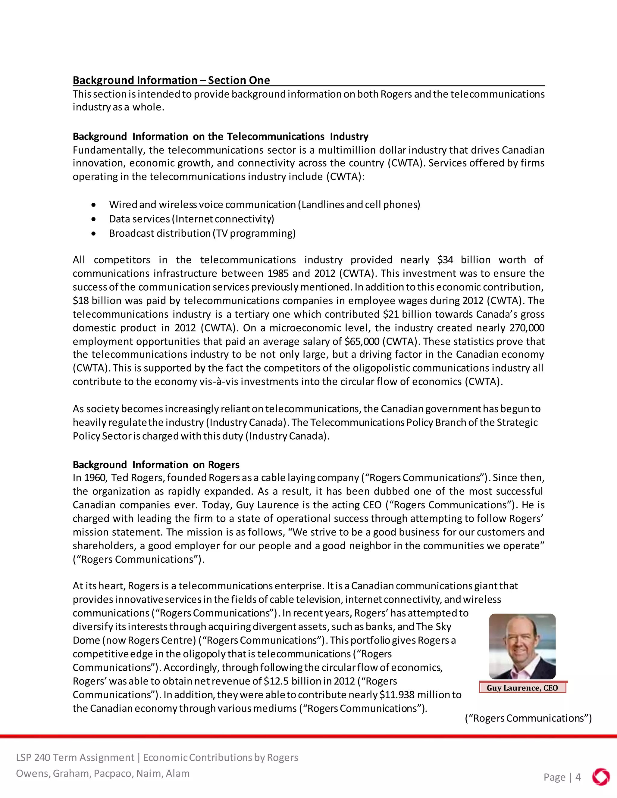 Economic Contributions by Rogers | PDF