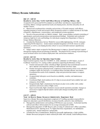 Military Resume Addendum | DOCX | Air Travel | Travel Type