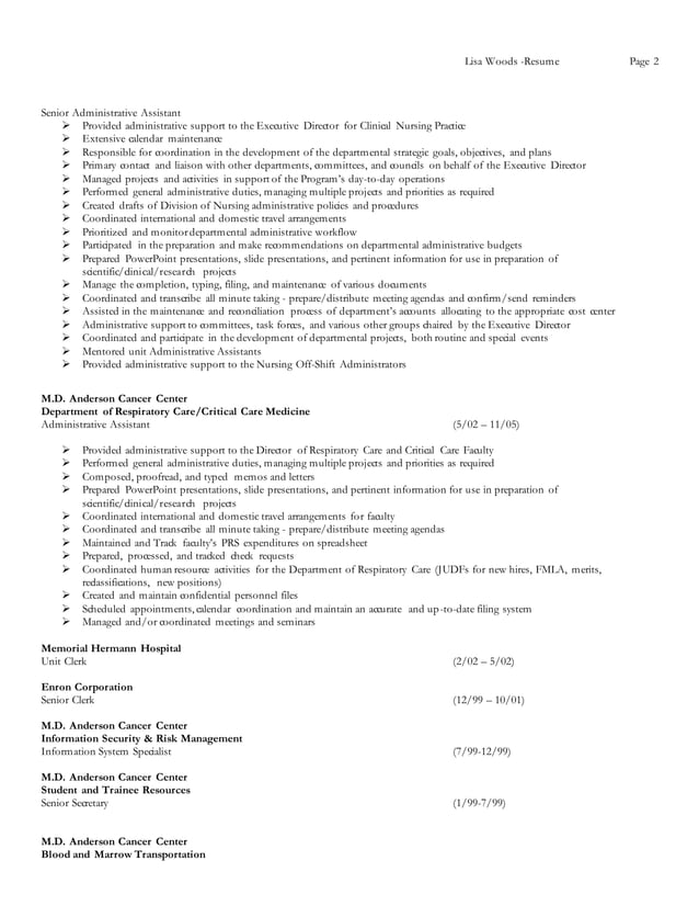 Lisa Woods - Resume 2 | DOCX | Business | Business and Finance