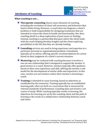 What Coaching Is & Is Not | PDF