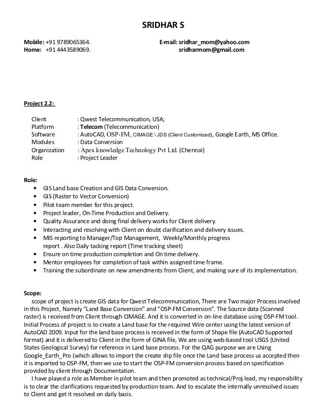 Sridhar S - Resume - Mar-2016