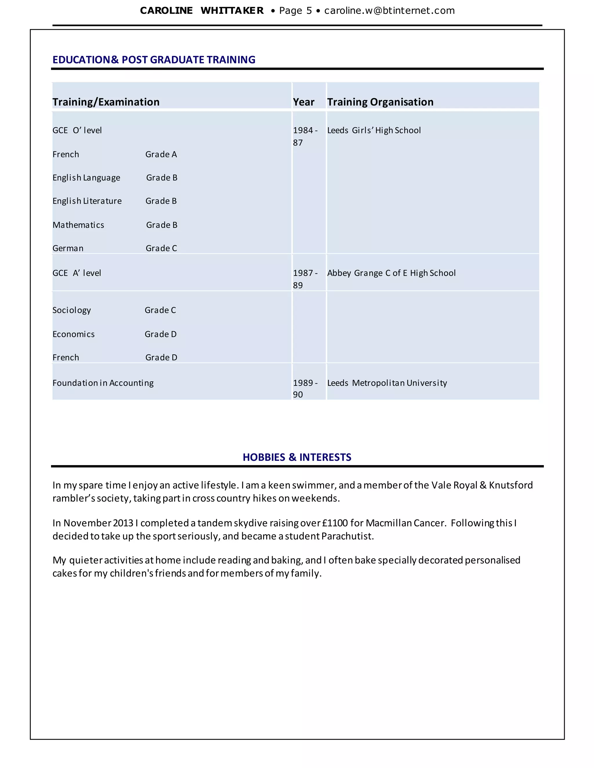 Caroline Whittaker resume | DOCX