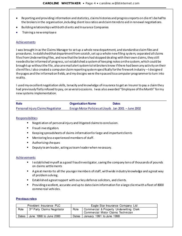 Caroline Whittaker resume