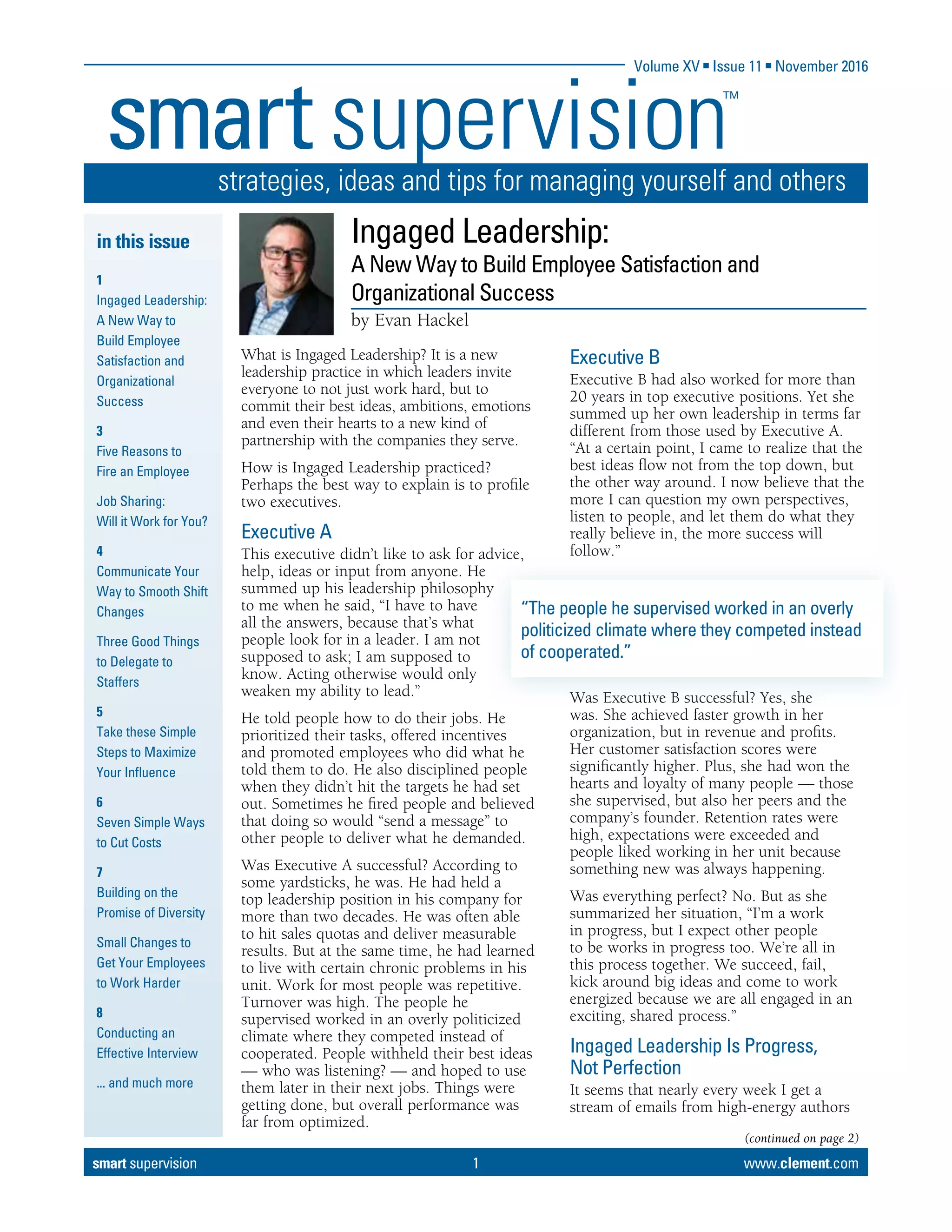 Ingaged Leadership- A New Way to Build Employee Satisfaction and ...