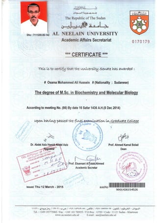 M.Sc. Certificate Bio. and Mol. | PDF