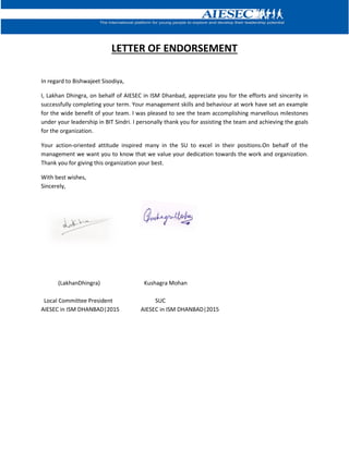 Letter of endorsement | PDF | Business | Business and Finance