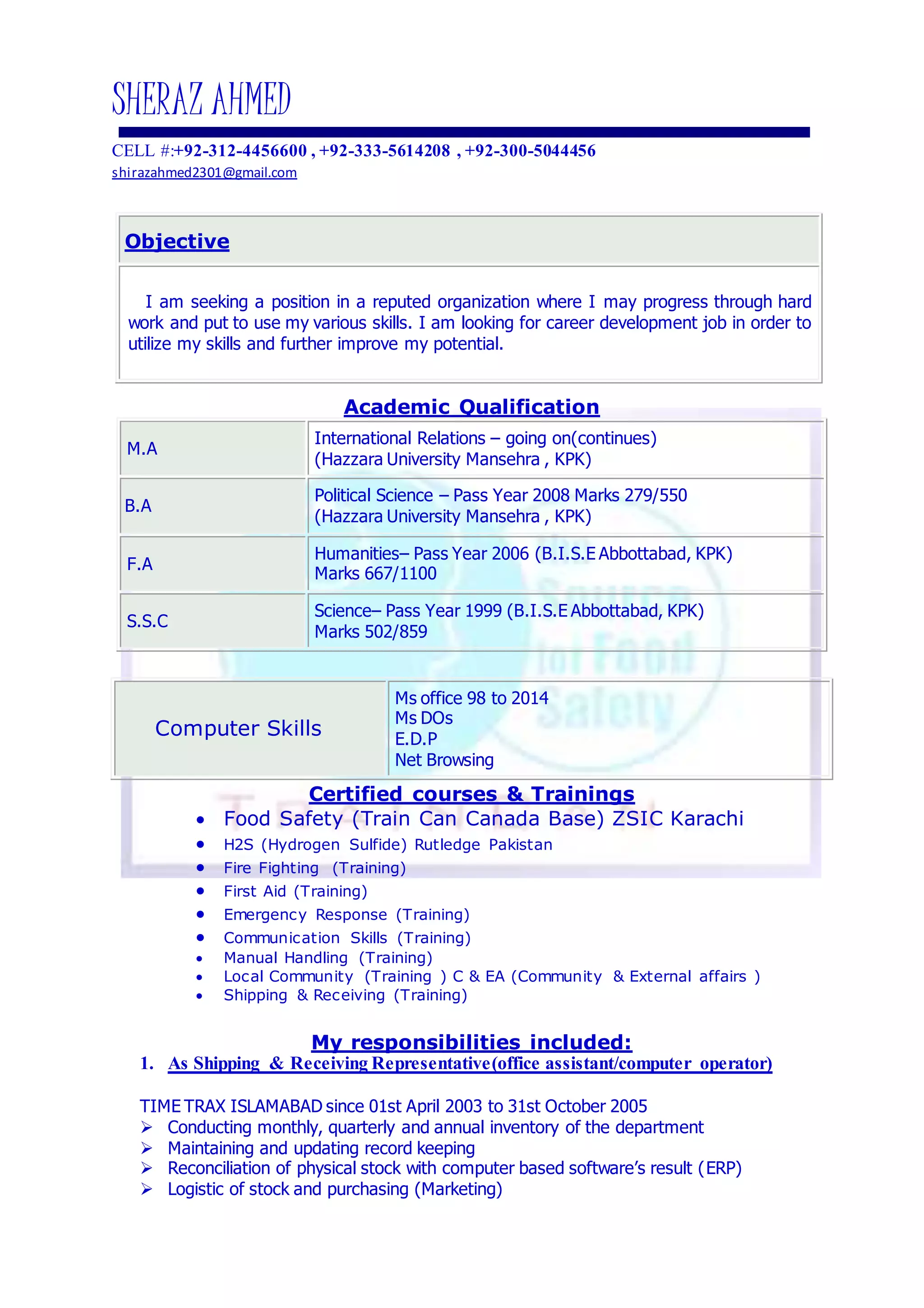 Sheraz Ahmed CV | DOCX
