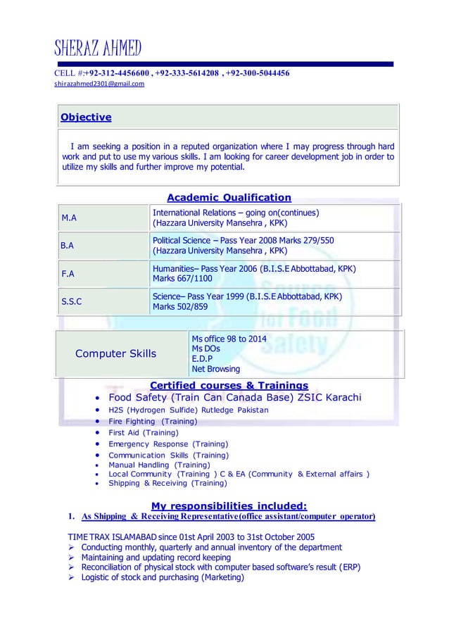 Sheraz Ahmed CV | DOCX