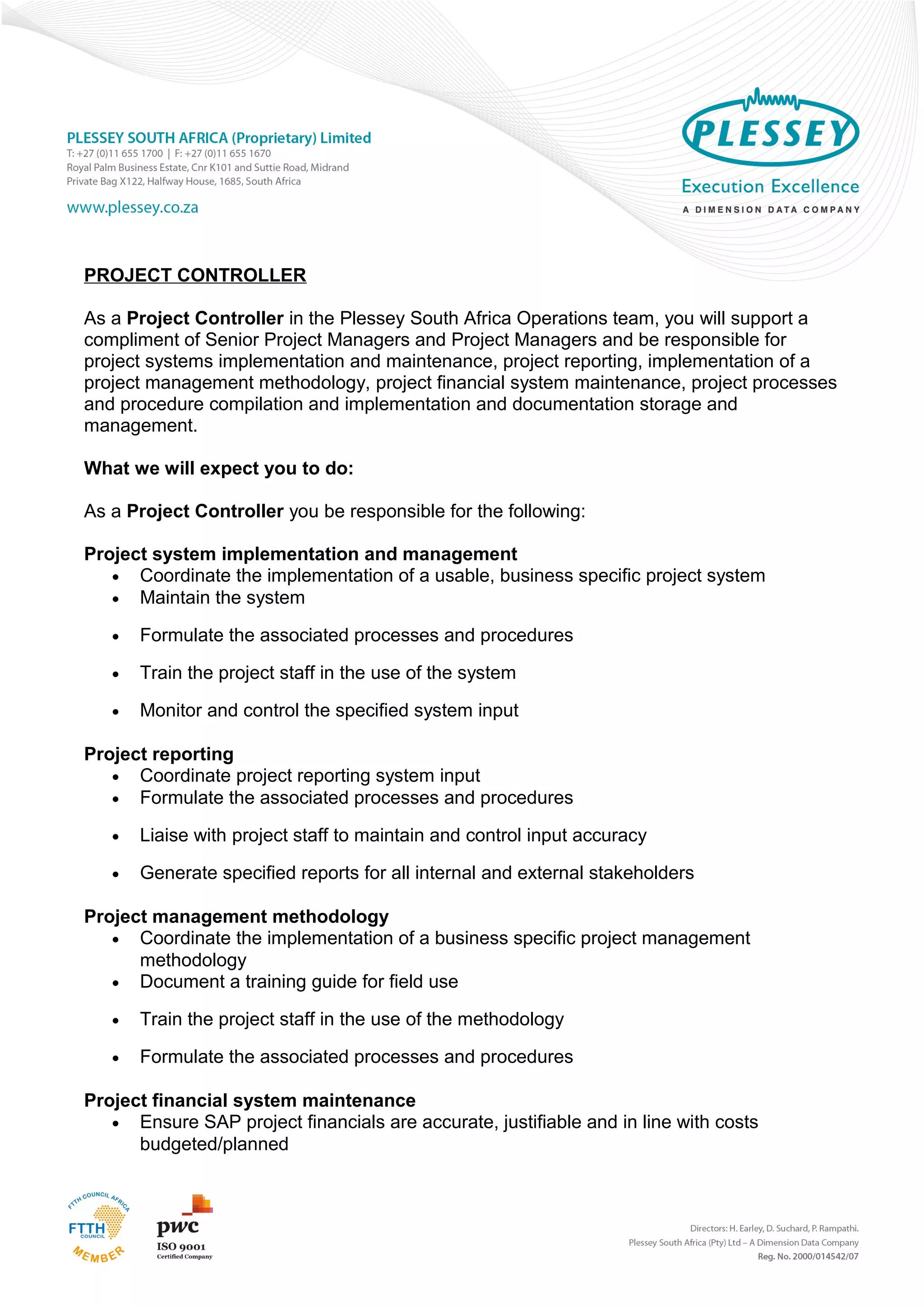 Project Controller | PDF