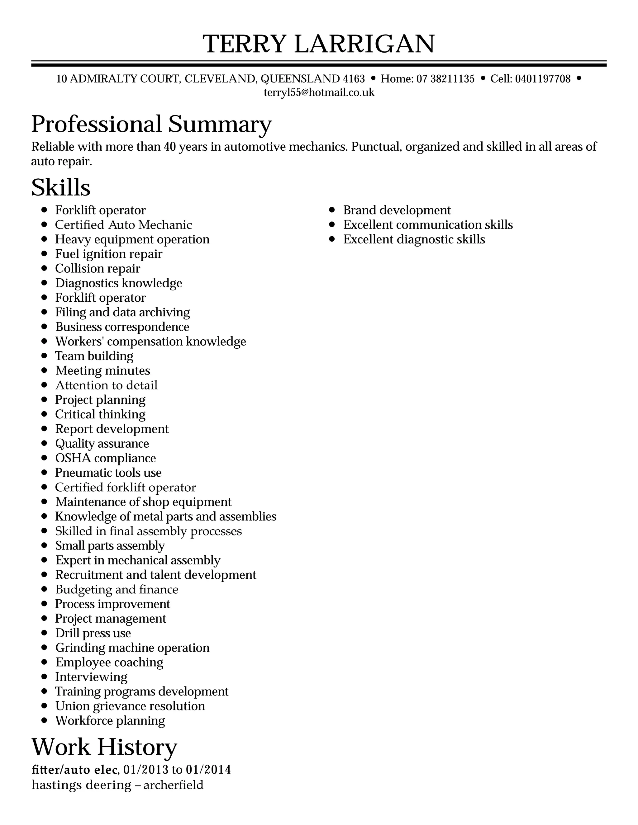 TERRY LARRIGAN Resume 1 | PDF