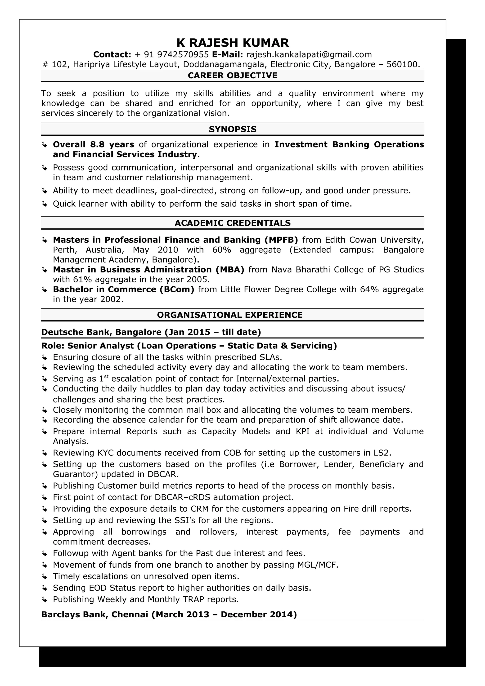 Resume - Rajesh Kumar | DOC