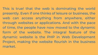 6 benefits of php web development | PDF | Web Development | Internet