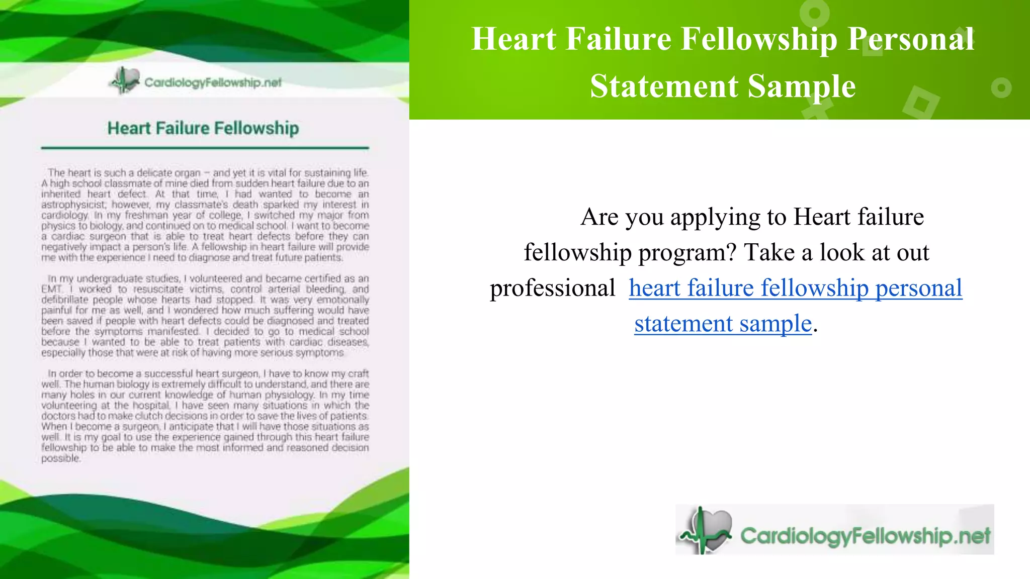6 Best Samples of Personal Statement in Cardiology | PPTX