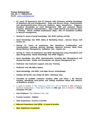 Tanoy SFDC 6 years Exp | PDF