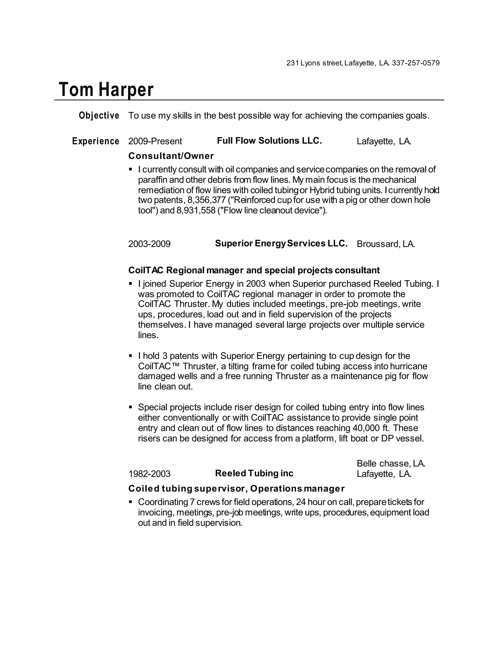 Tom Harper's resume | DOCX