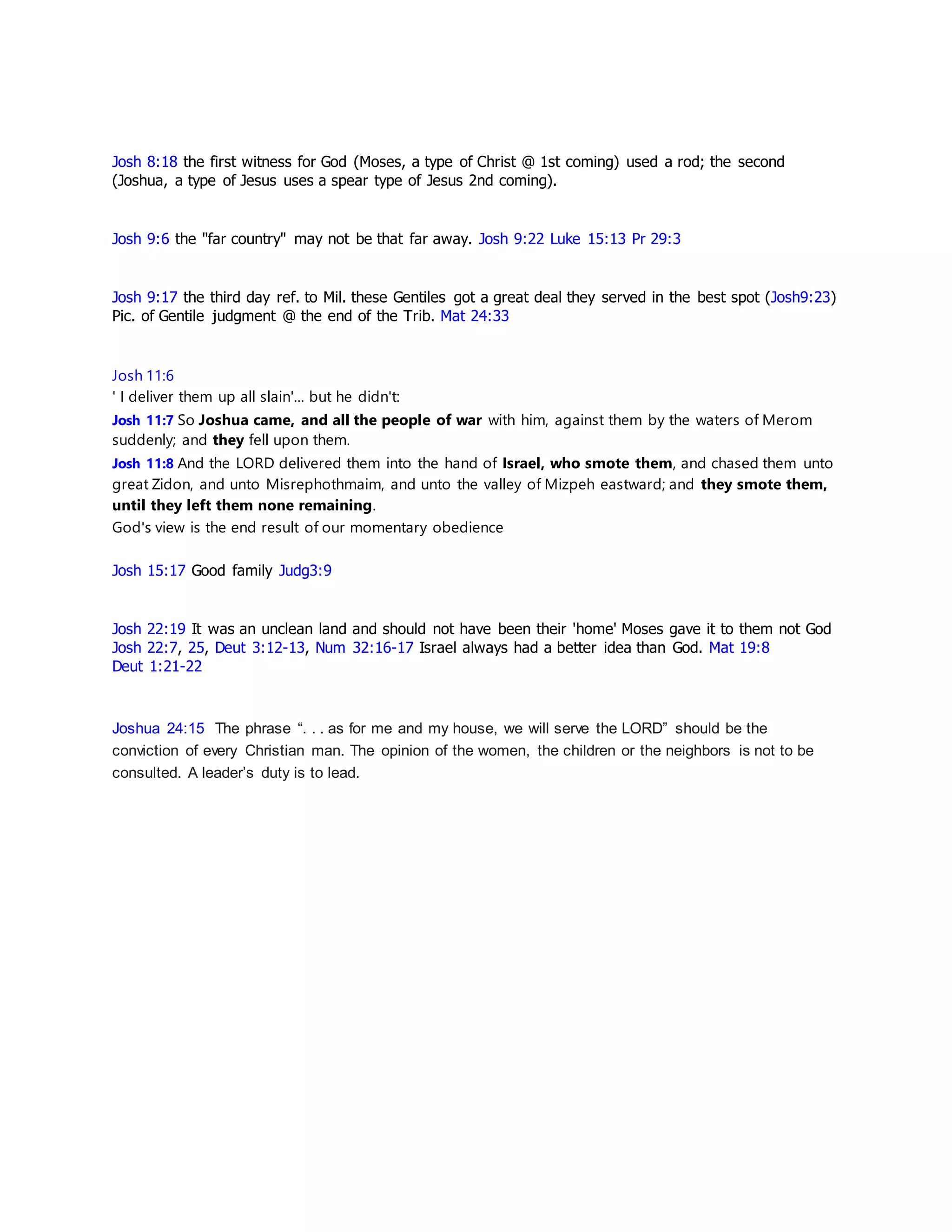 Bible notes from Joshua | DOCX