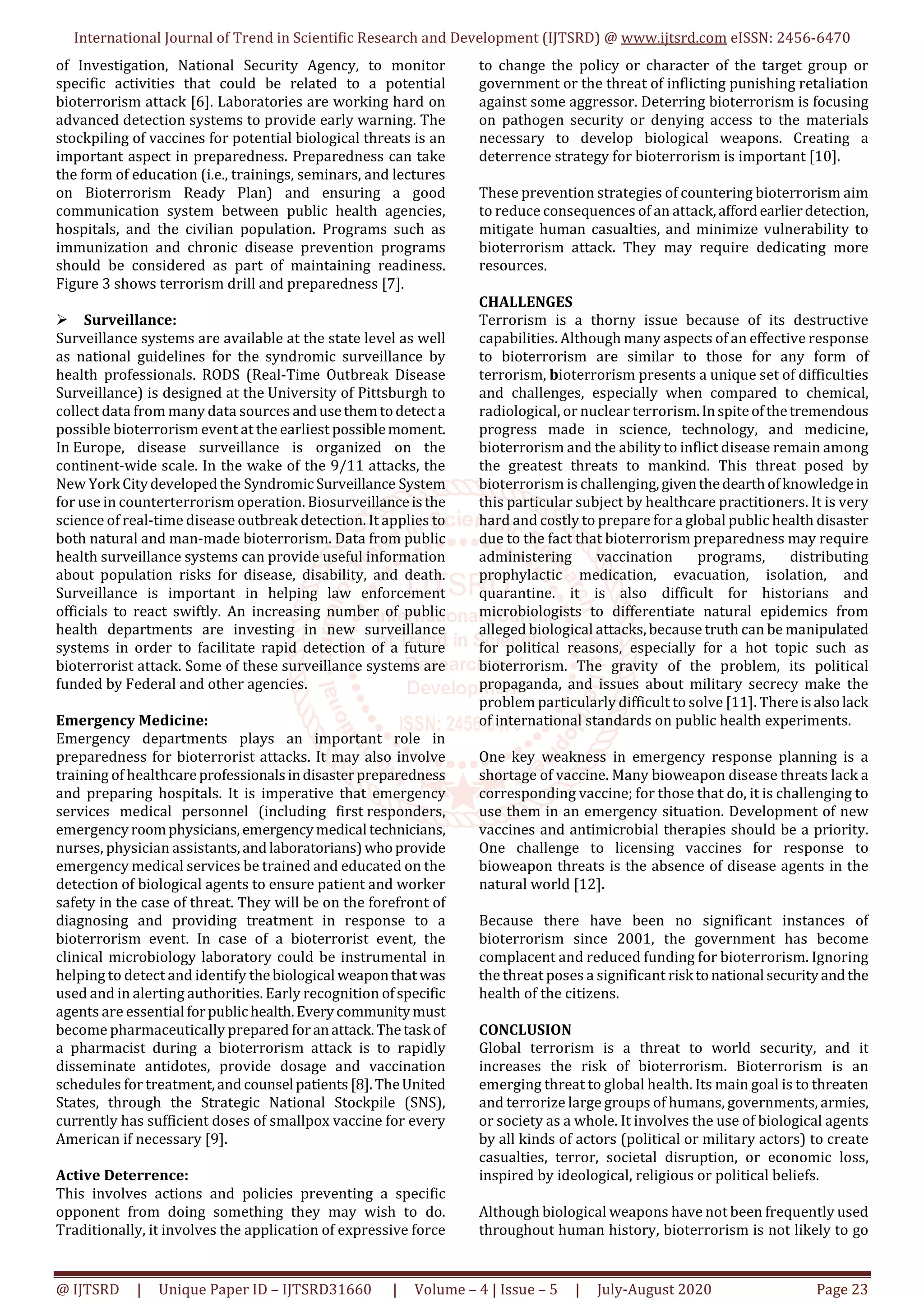 Bioterrorism An Introduction | PDF