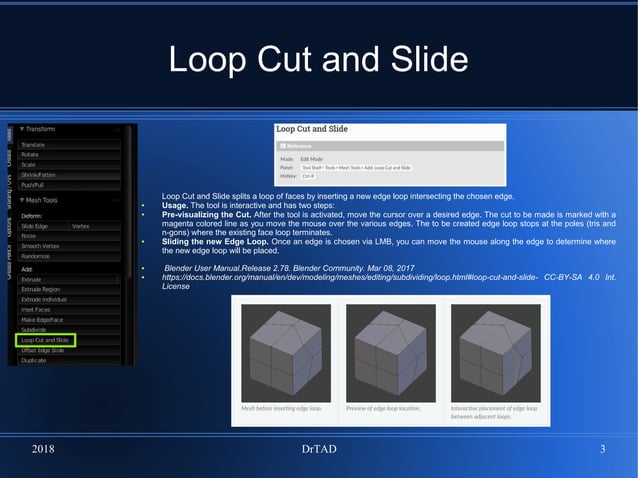 DrTAD 6 Blender software. Loop Ssubdivide. Loop Cut and Slide | PPT