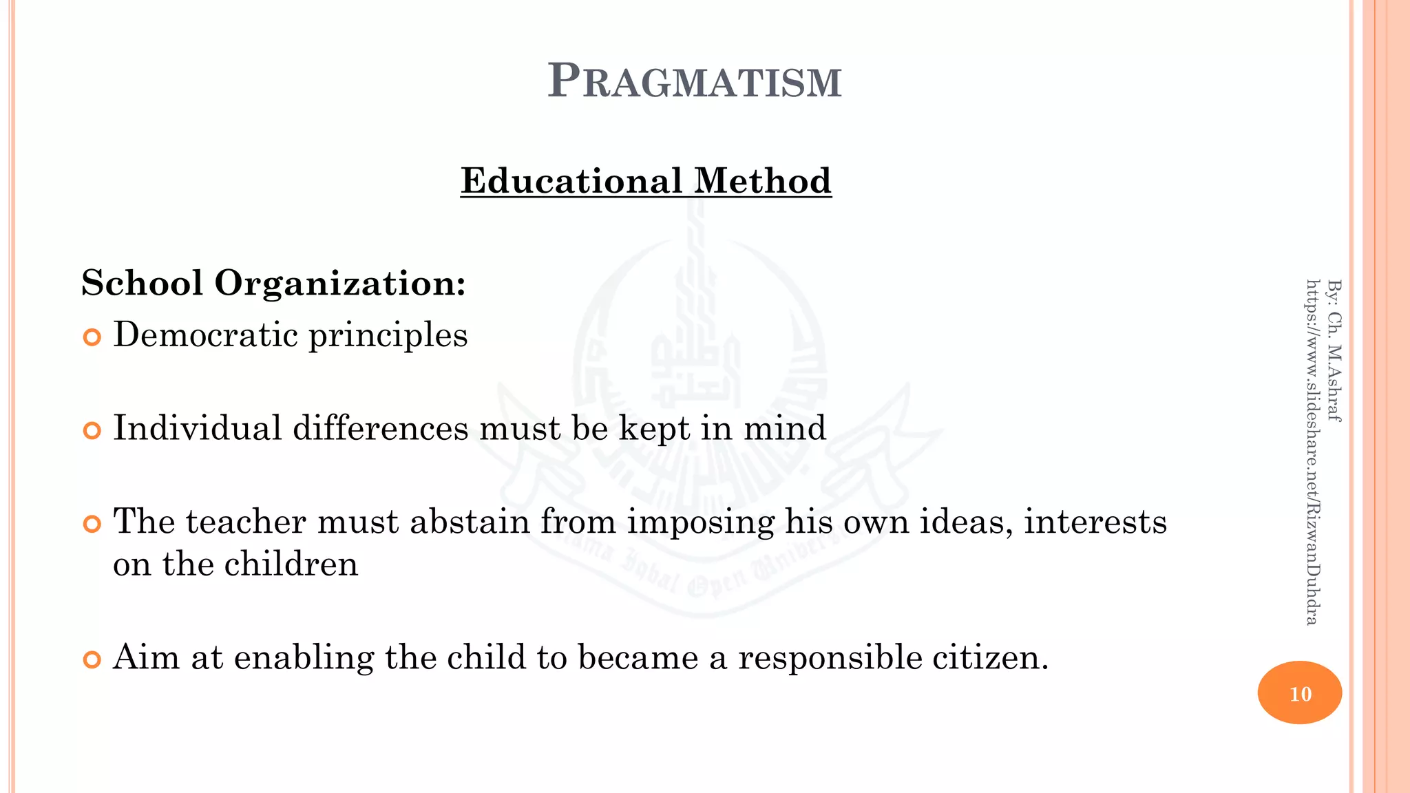 PRAGMATISM in Philosophy of Education | PDF