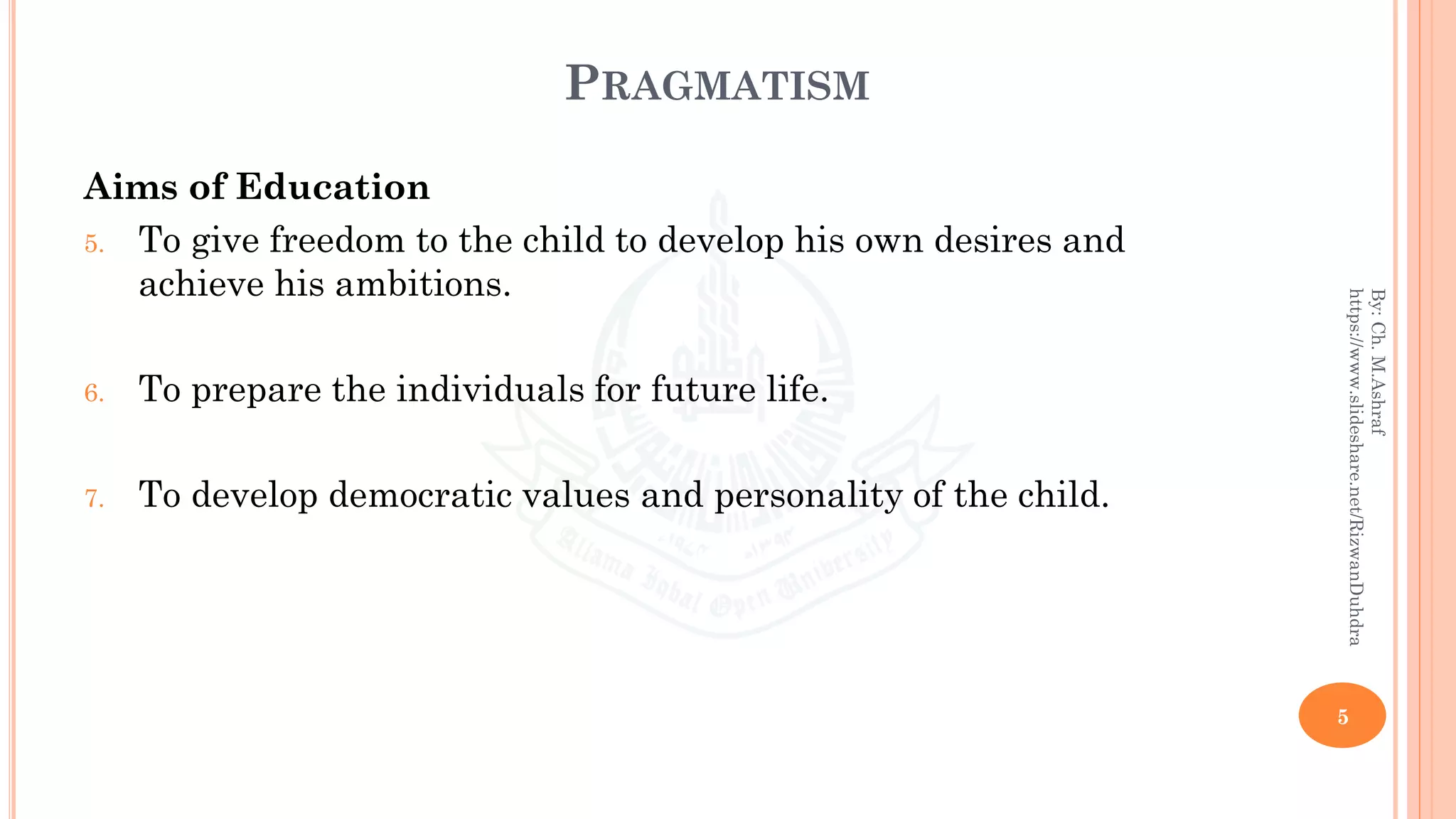 PRAGMATISM in Philosophy of Education | PDF