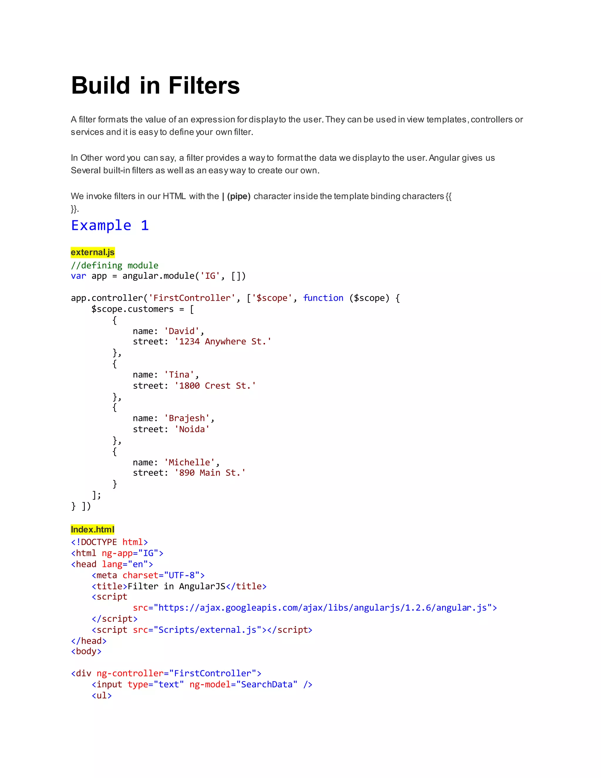 Built in filters | PDF